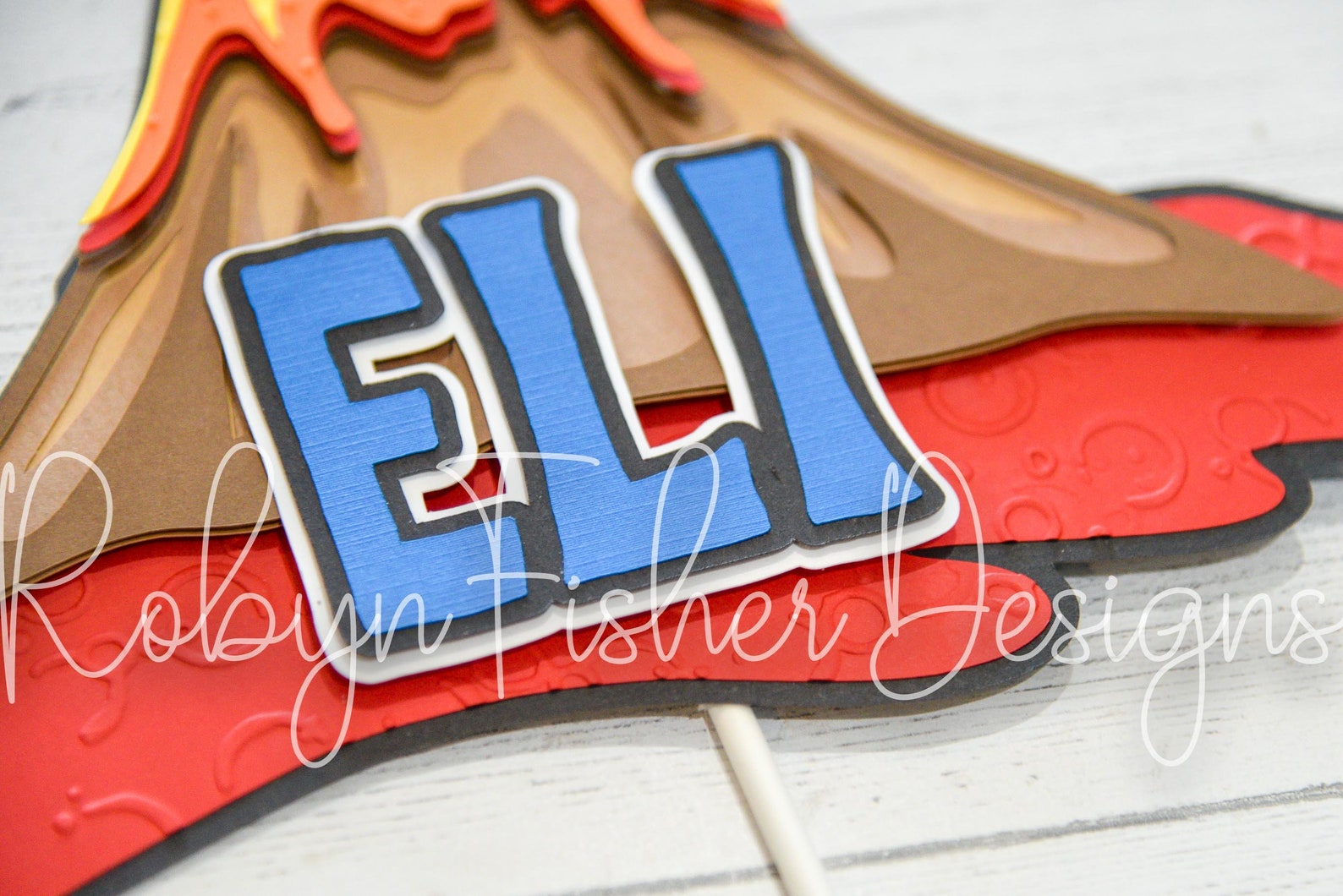 Volcano Cake Topper Customized With Age and Name Floor is | Etsy