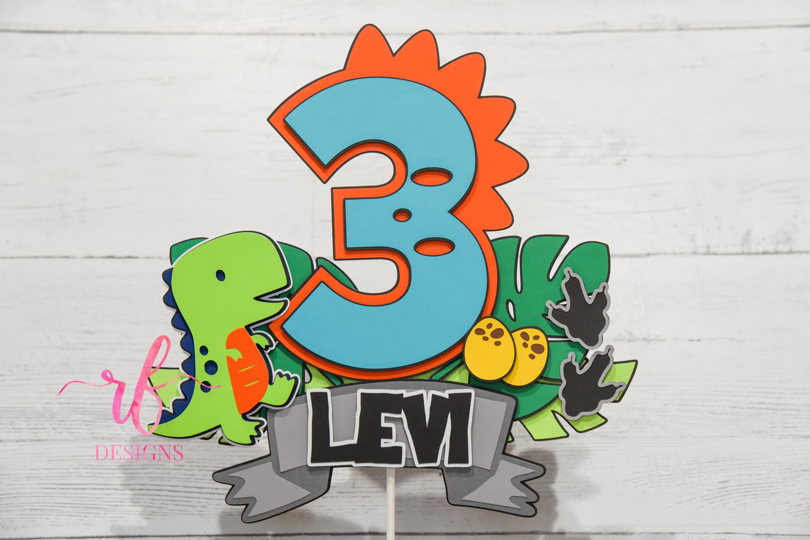 Dinosaur Cake Topper Customized With Dino-age and Name - Etsy