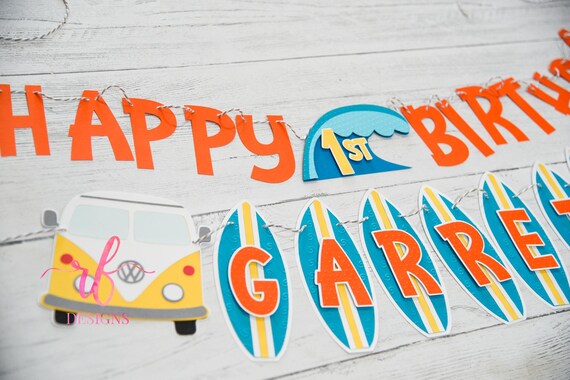 Surf Board Birthday Banner and OPTIONAL Happy Birthday - Etsy