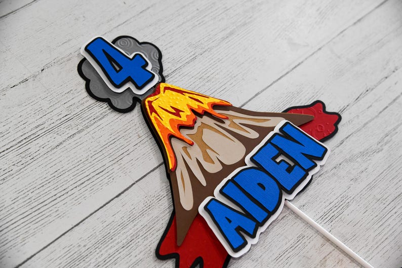 Volcano Birthday Cake Topper - Etsy