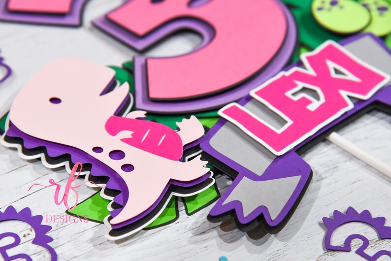 Dinosaur Cake Topper Customized With Dino-age and Name | Etsy