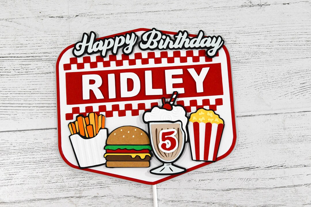 Burger Birthday Topper | Checker Theme | Fast Food | Customized With ...