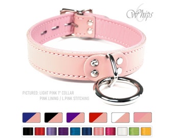 Pink Leather Collar | Etsy