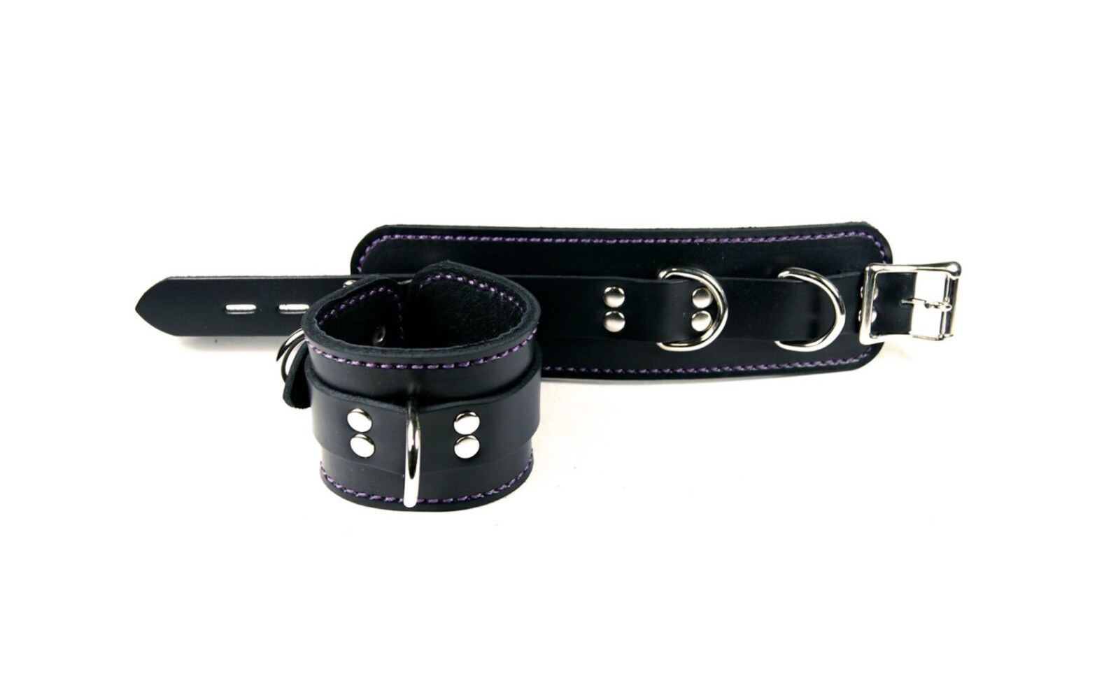 Locking Leather Cuffs Black with Soft Black Lining Pair of | Etsy