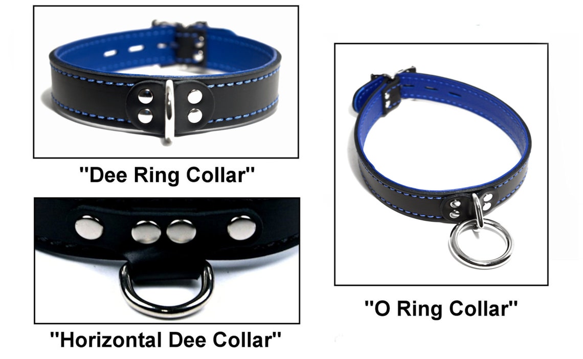 Leather Lined Collar Locking Buckle Black With Blue Lining - Etsy