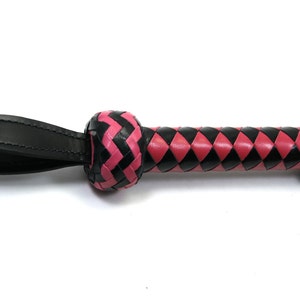 Premium Pink Suede Flogger Pink & Black Braided Matching Pineapple ...