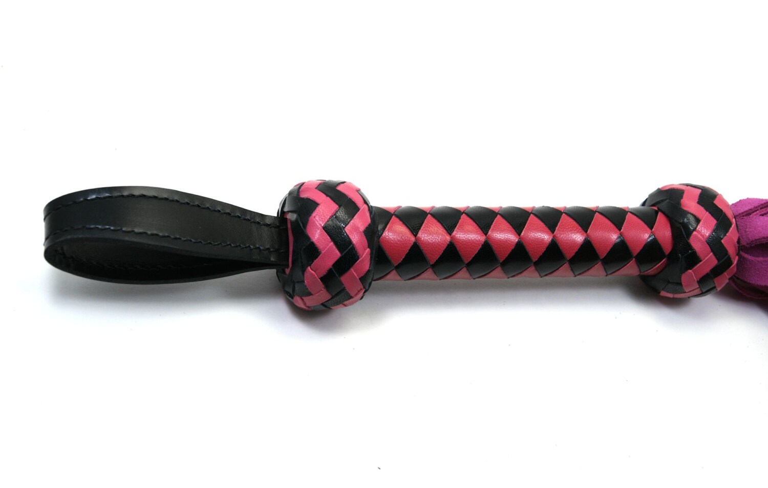 Premium Pink Suede Flogger Pink And Black Braided Matching Etsy