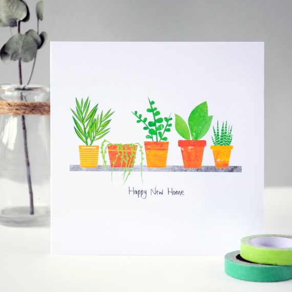 New Home Plants Card Succulent Decor Happy New Home Plants - Etsy