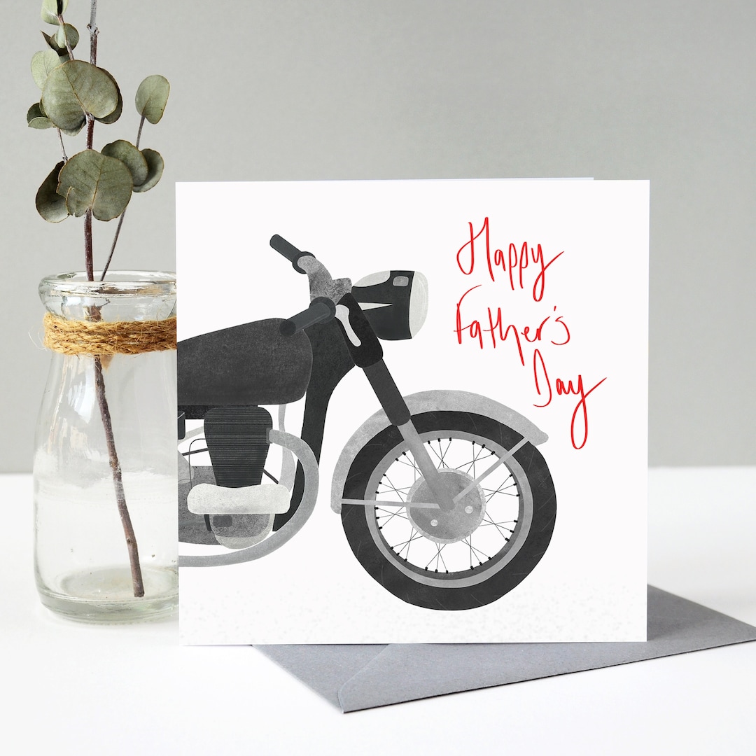 Father's Day Card Motorbike Happy Father's Day Dad, Father, Grandad Father's Day Bike Card for ...