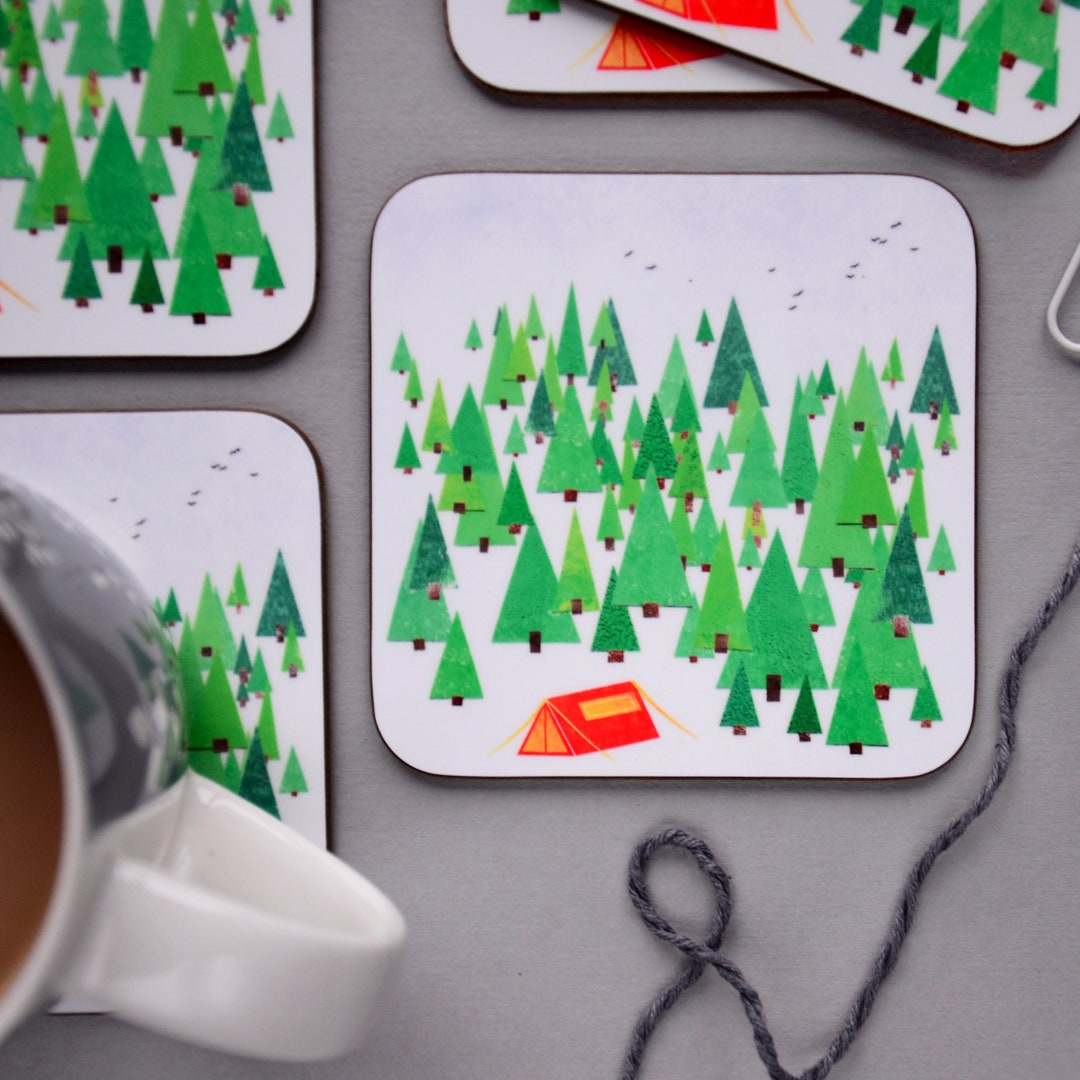 Woodland Camping Coaster Outdoors Camping Coasters Nature - Etsy Nederland