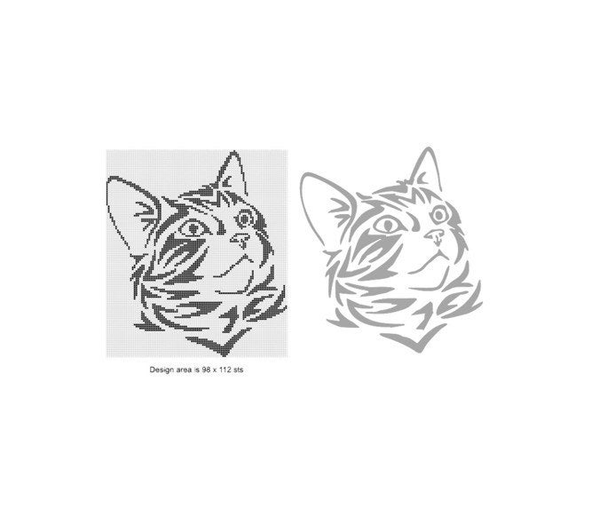 Cat Face Counted Chart Filet Crochet Graph Cat Counted - Etsy