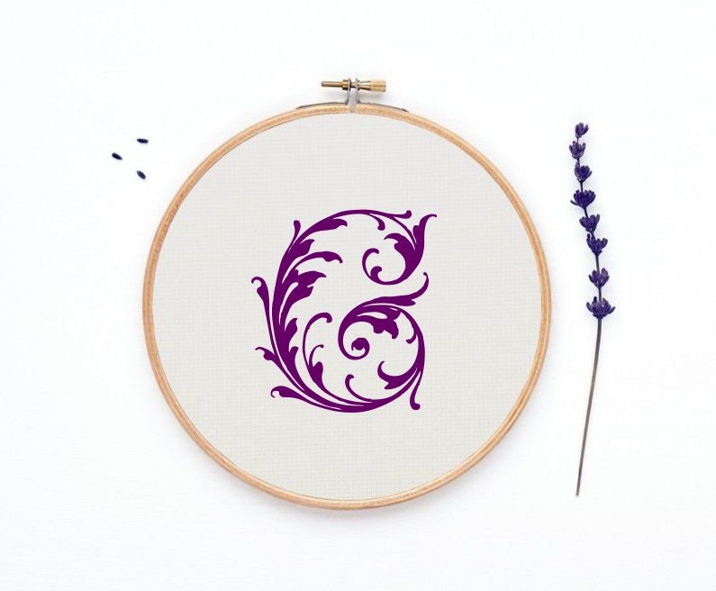 Monogram Letter G Cross Stitch Pattern, Cross Stitch Letter Chart ...