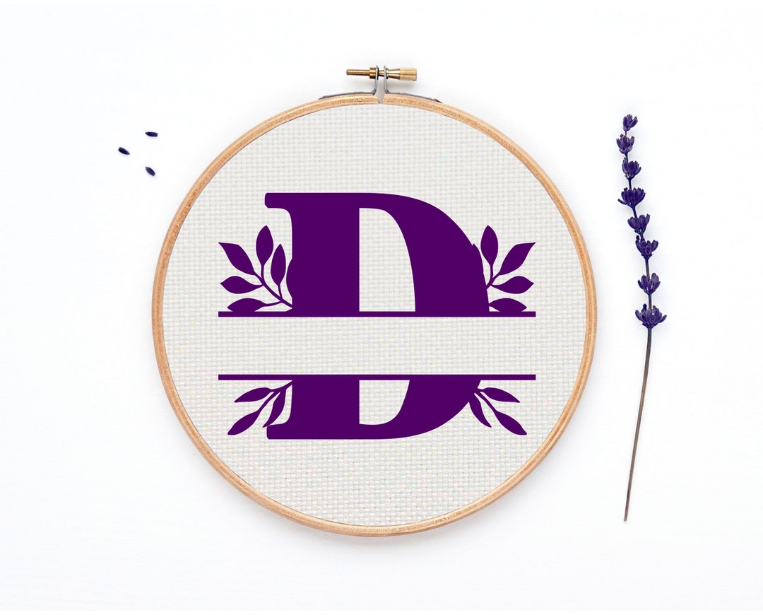 Cross Stitch Letter D, Cross Stitch Split Monogram Chart, Monogram ...