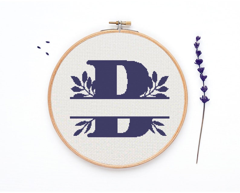 Cross Stitch Split Monogram Chart, Monogram Letter Cross Stitch Pattern ...