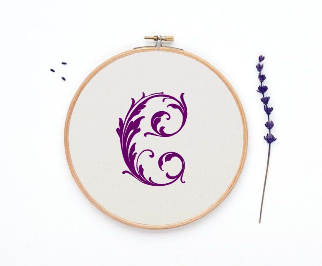 Cross Stitch Letter C Chart, Monogram Letter Cross Stitch Pattern ...