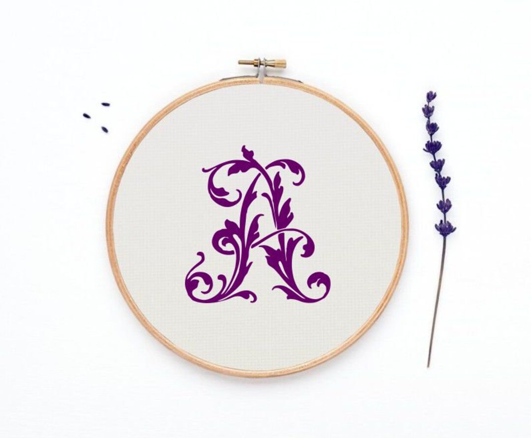 Cross Stitch Letter A Chart, Monogram Letter Cross Stitch Pattern ...
