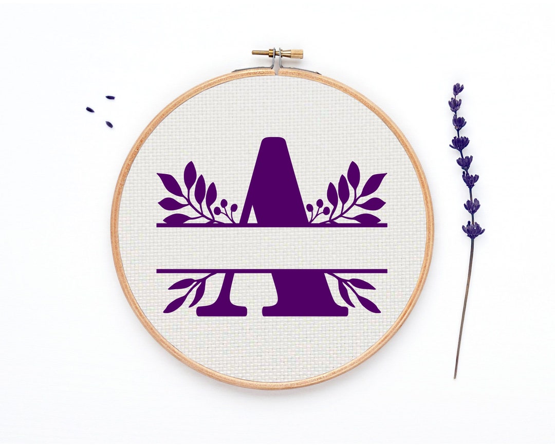 Cross Stitch Letter A, Cross Stitch Split Monogram Chart, Monogram ...
