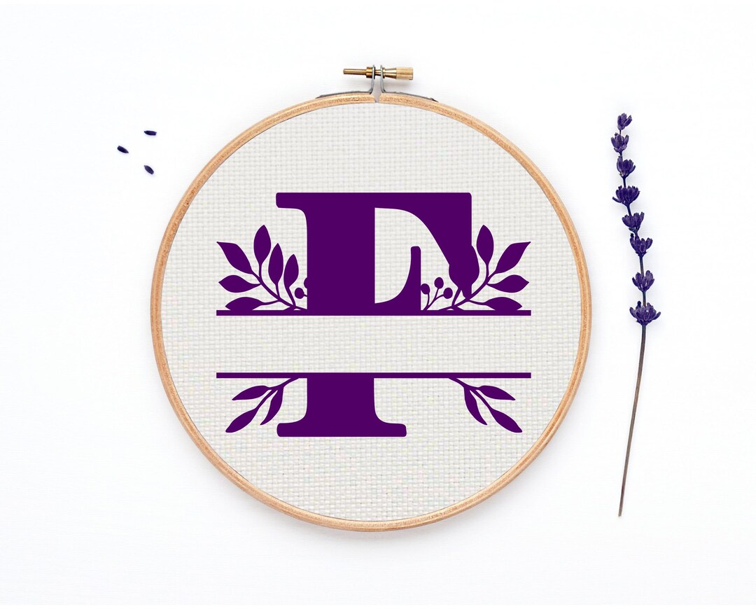 Cross Stitch Letter F, Cross Stitch Split Monogram Chart, Monogram ...