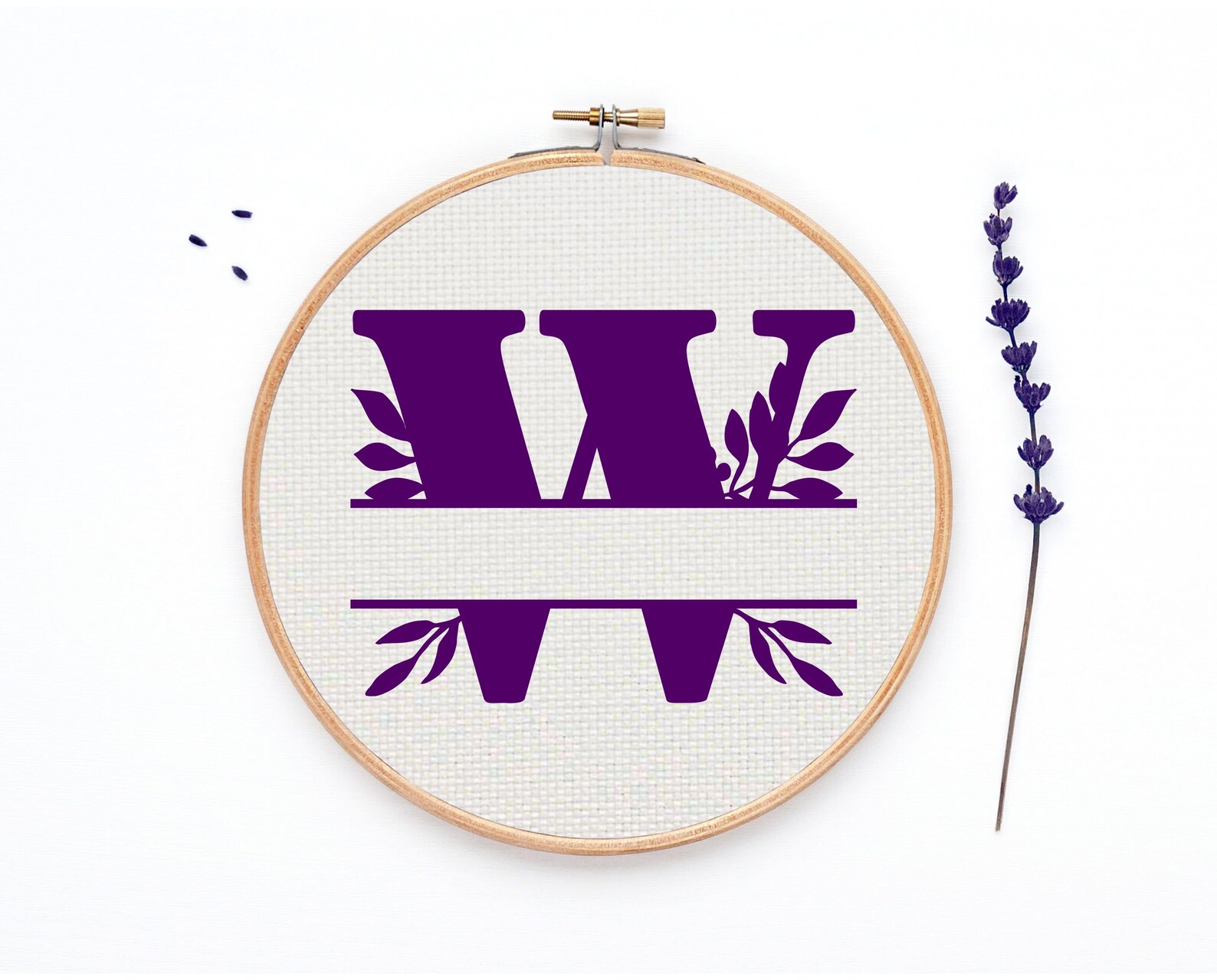 Cross Stitch Letter W, Cross Stitch Split Monogram Chart, Monogram ...