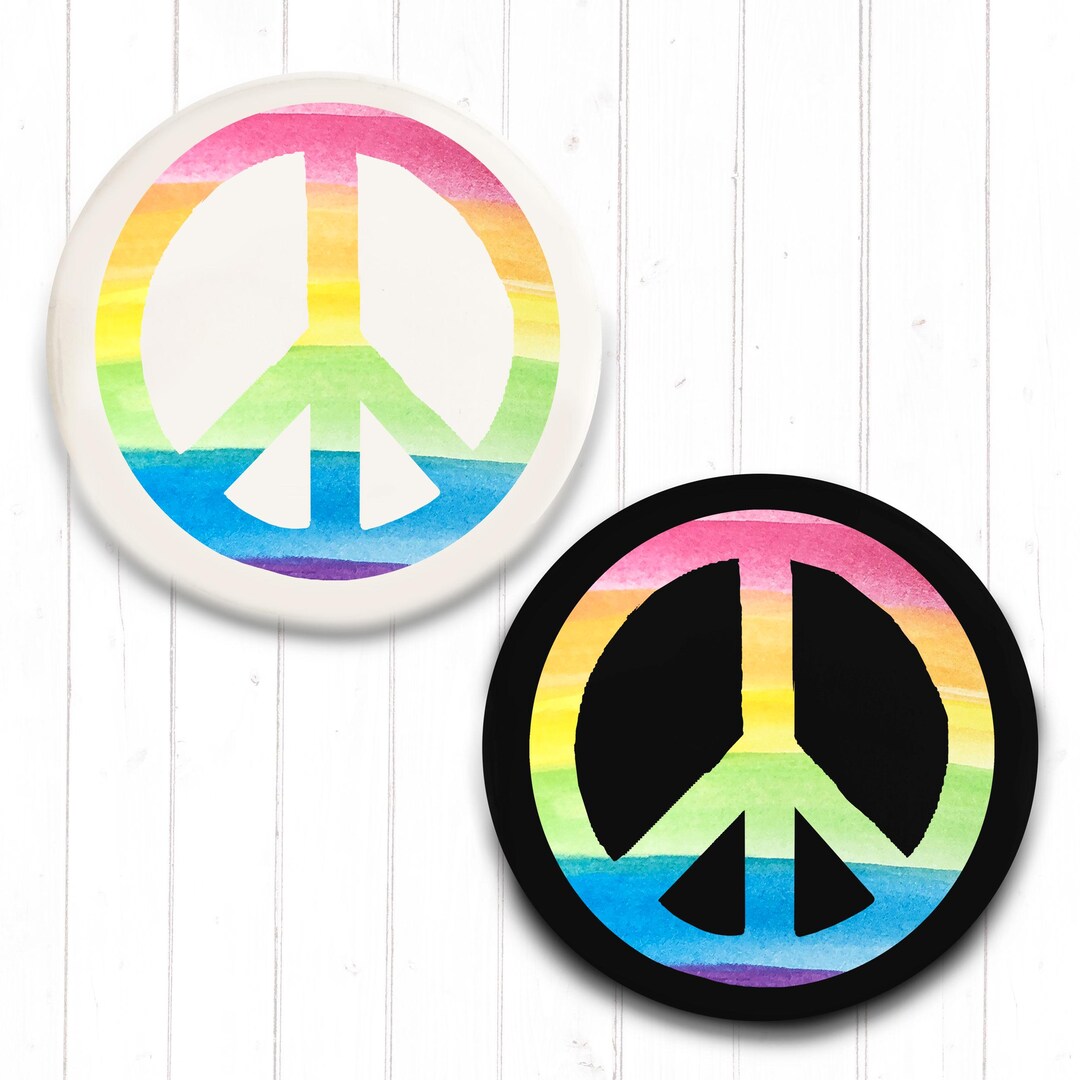 Peace Symbol Rainbow Colors Pace Button in 3 Sizes of Your Choice - Etsy