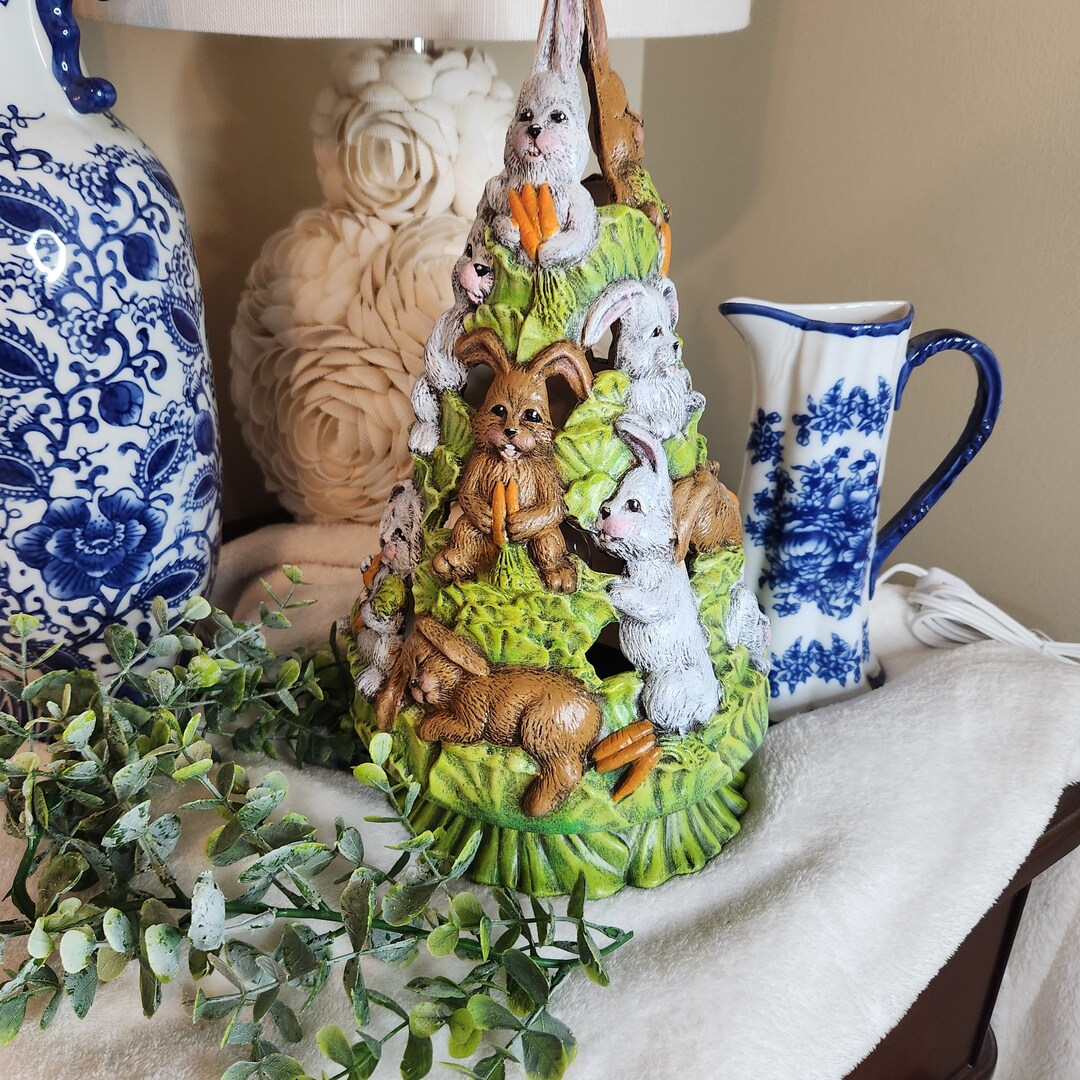 Handmade Easter Ceramic Tree Cabbage Lighted Base Electric 14" High ...