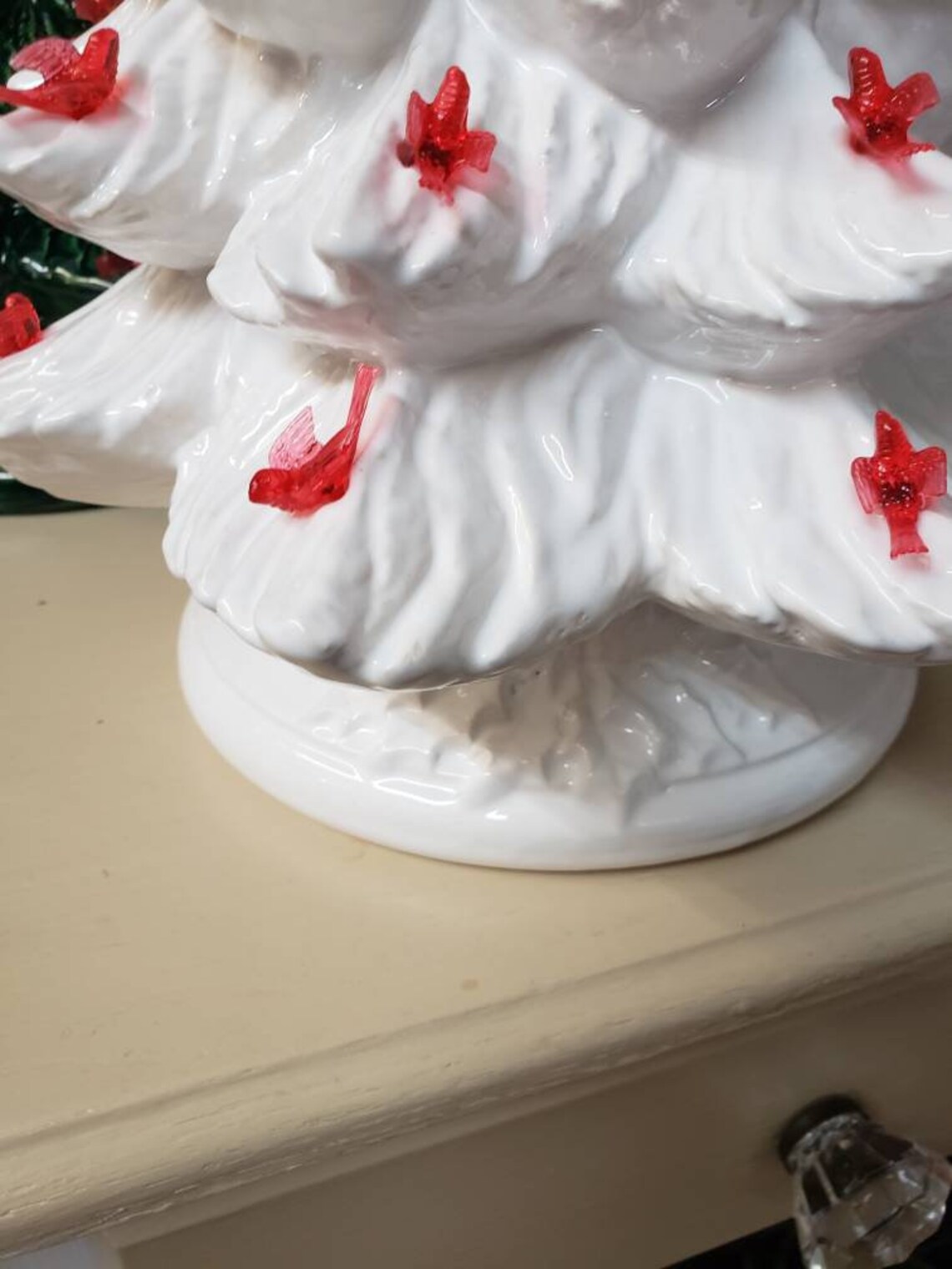 Ceramic Christmas Tree White With Red Birds 16 High 2pc - Etsy