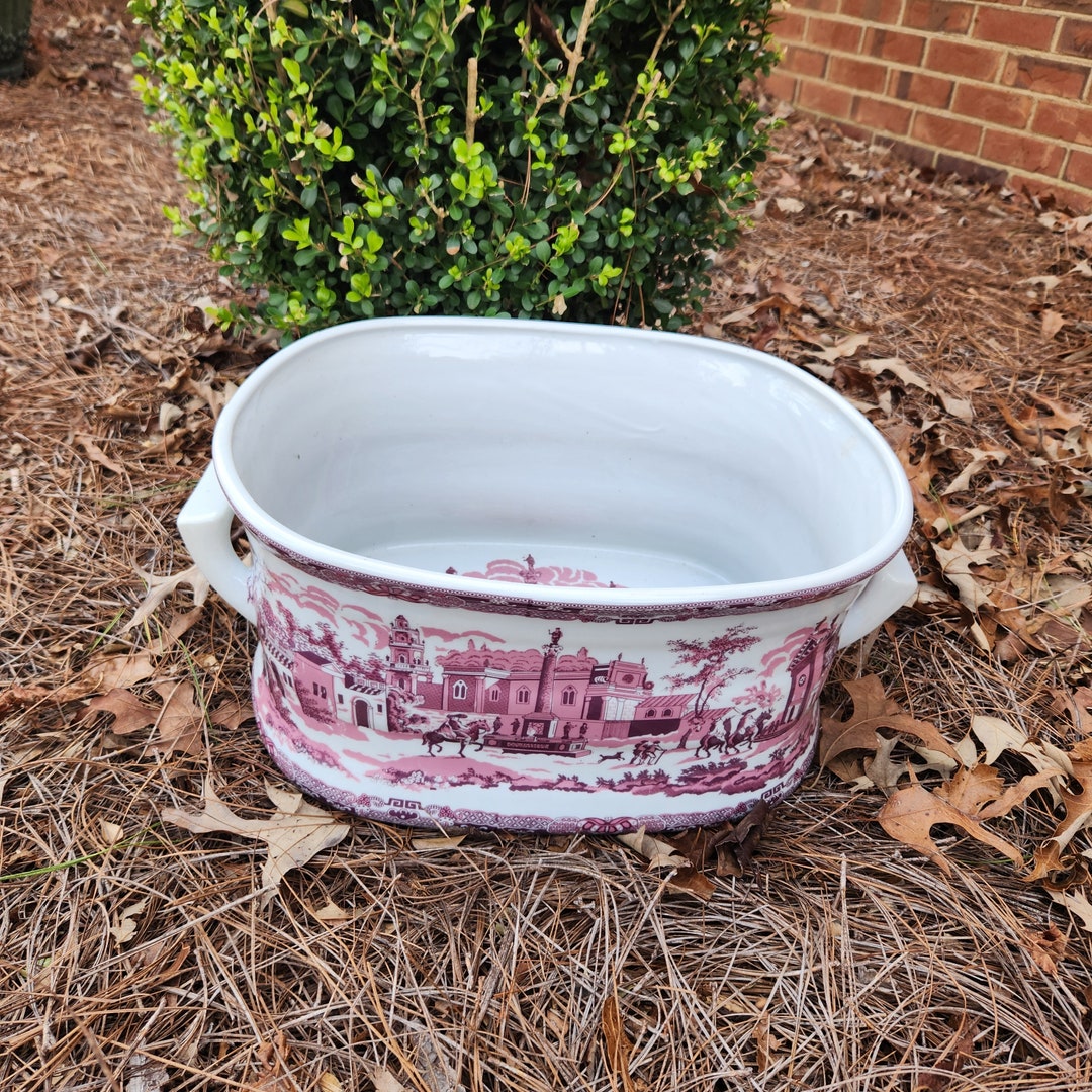 Chinoiserie Pink & White Foot Bath Orchild Pot Extra Large Grand ...