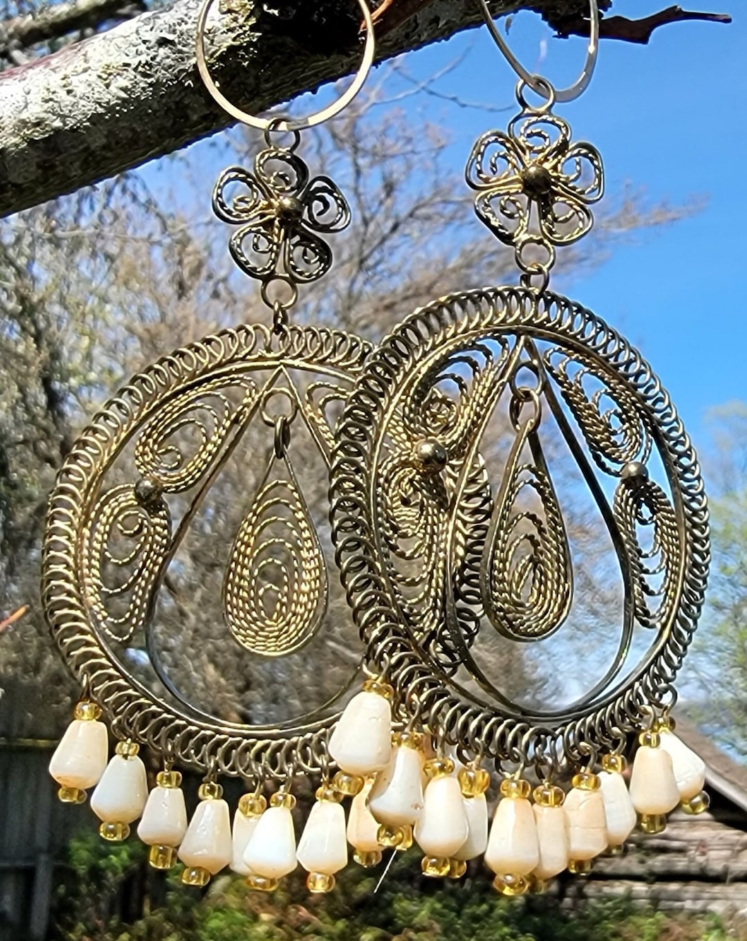 Rare 60s-70s LARGE Indian Filigree Jewelry Findings – Handcrafted Gold ...