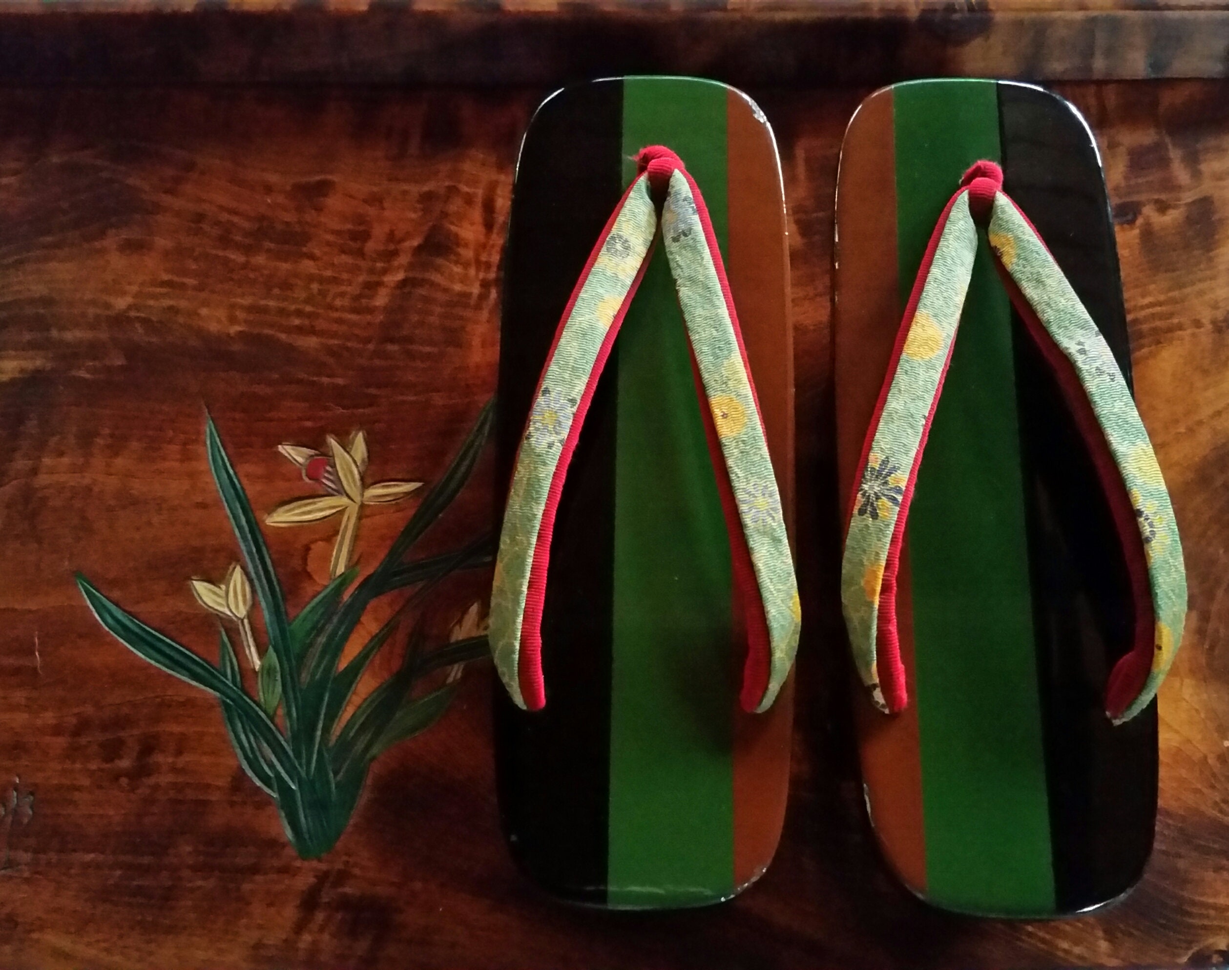 Vtg-60s Traditional Japanese Lacquered Wood GETA Sandals Japanese ...