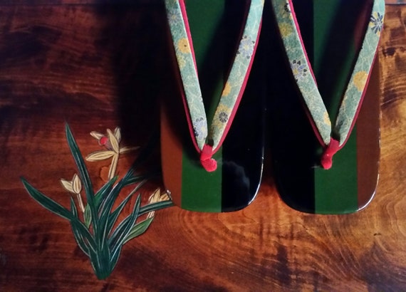 VTG-60s Traditional Japanese Lacquered Wood GETA Sand… - Gem