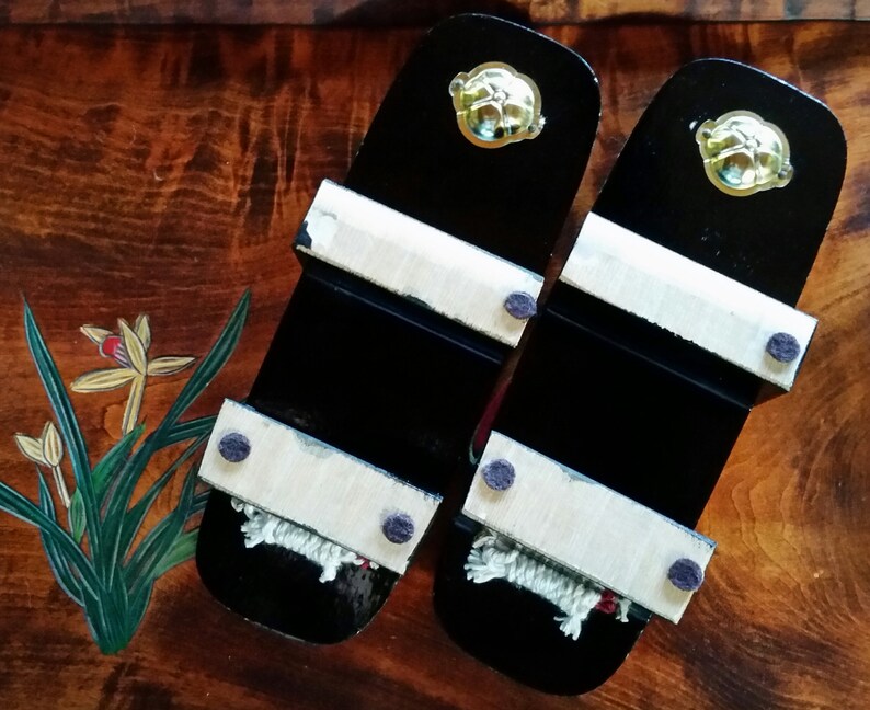Vtg-60s Traditional Japanese Lacquered Wood GETA Sandals Japanese ...