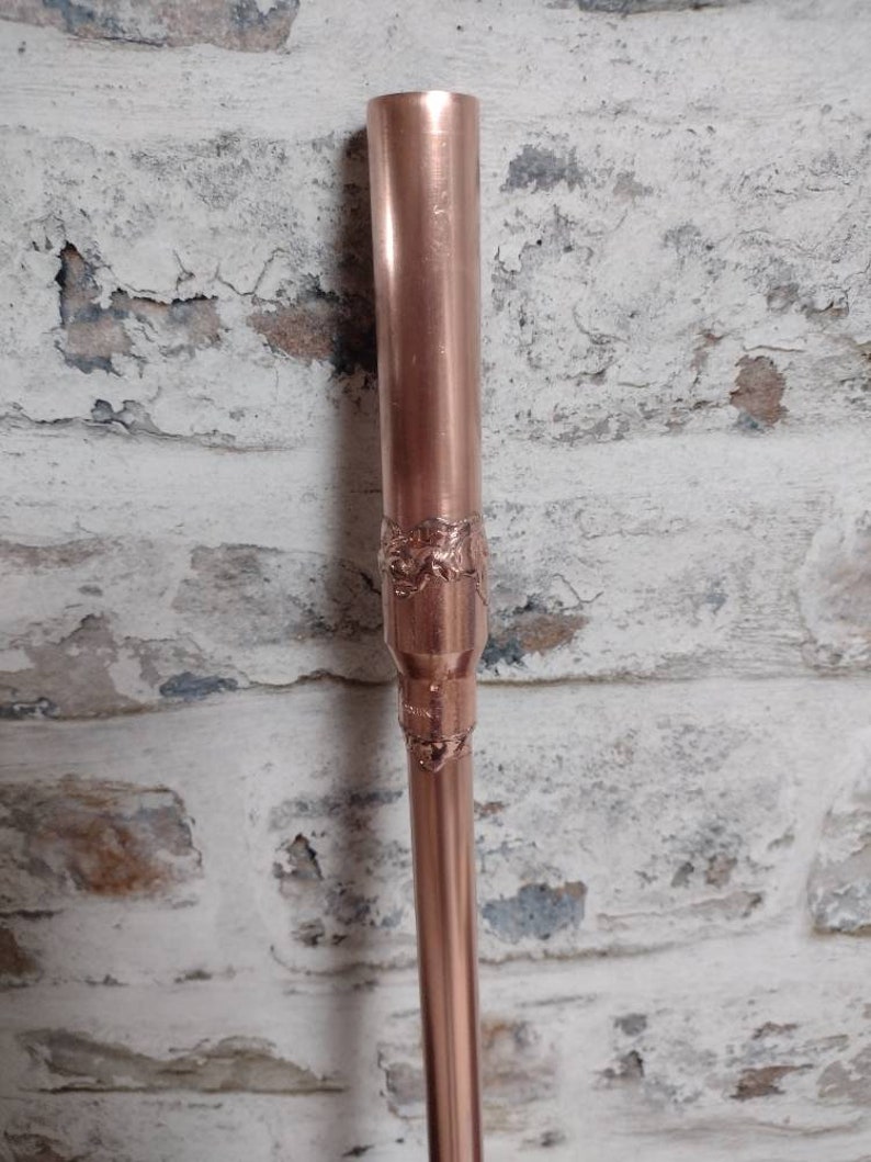 Plate Flower Copper Stem, Rebar Cover, With Two Stained Glass Leaves ...