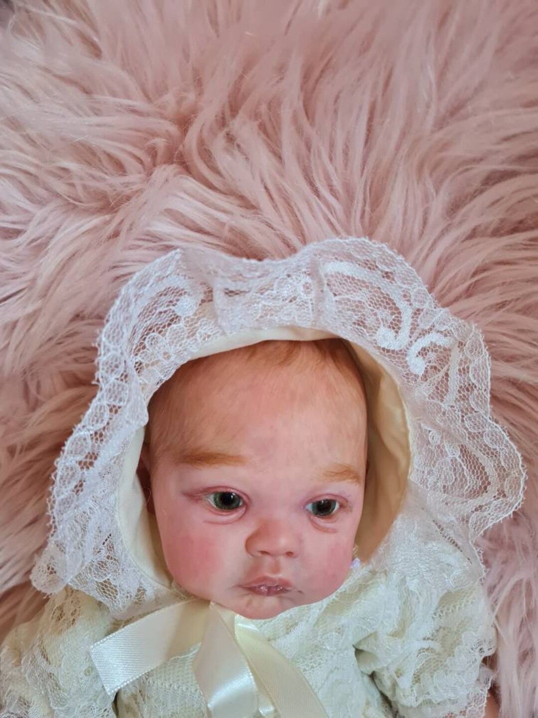 Reborn/newborn Baby Lace and Cream Bonnet Polycotton/reborn Dolls ...