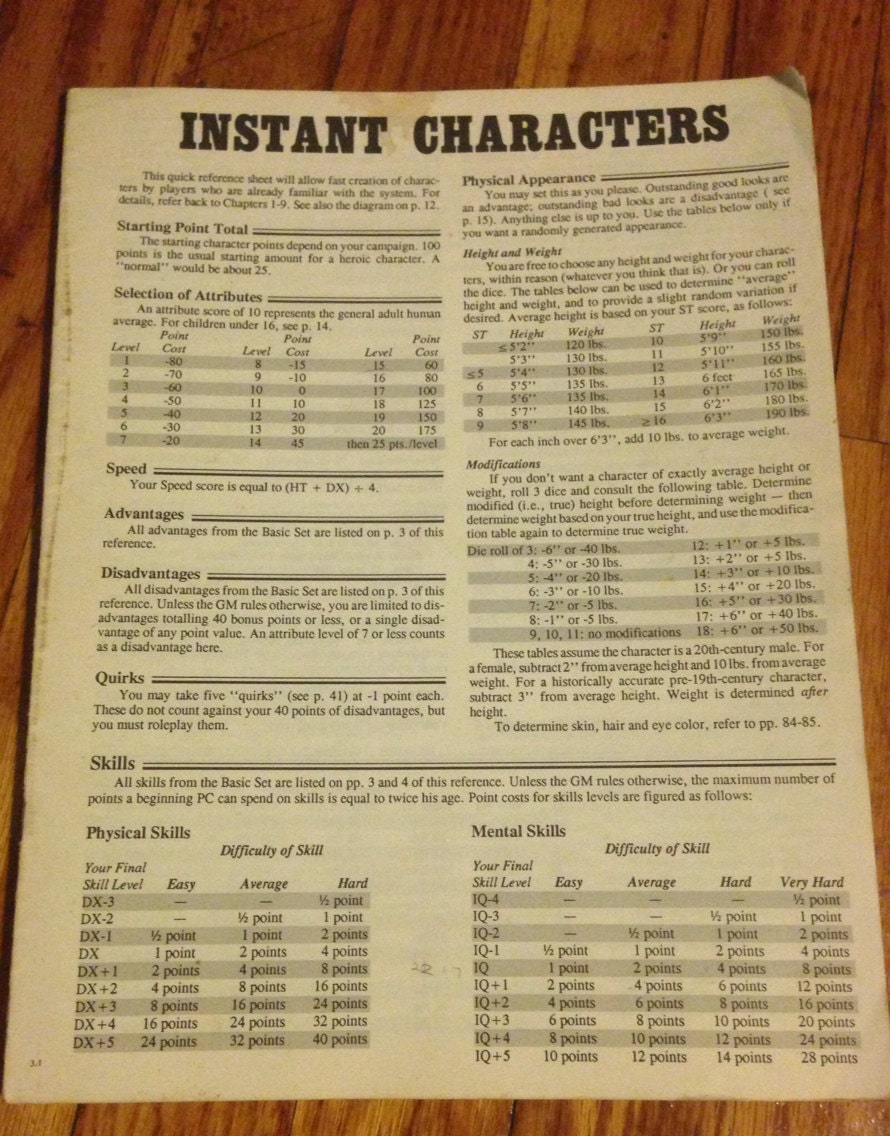 GURPS Basic Set Third Edition RPG - Vintage/antique Game - Etsy Australia