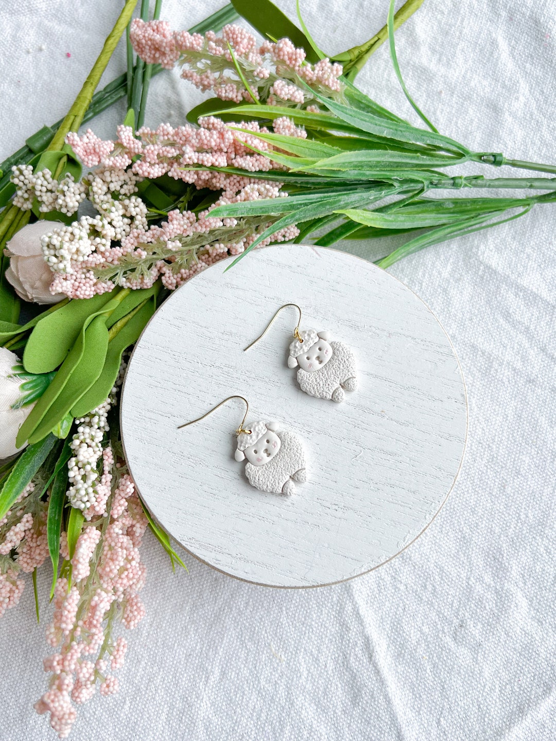 Wooly Sheep/easter Lamb Polymer Clay Earrings - Etsy