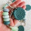Tangerine, Sky Blue, and Turquoise Rainbow Polymer Clay Keychain - Etsy