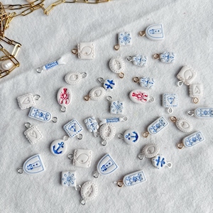 Blue and White Coastal Mini Polymer Clay Jewelry Charms - Etsy