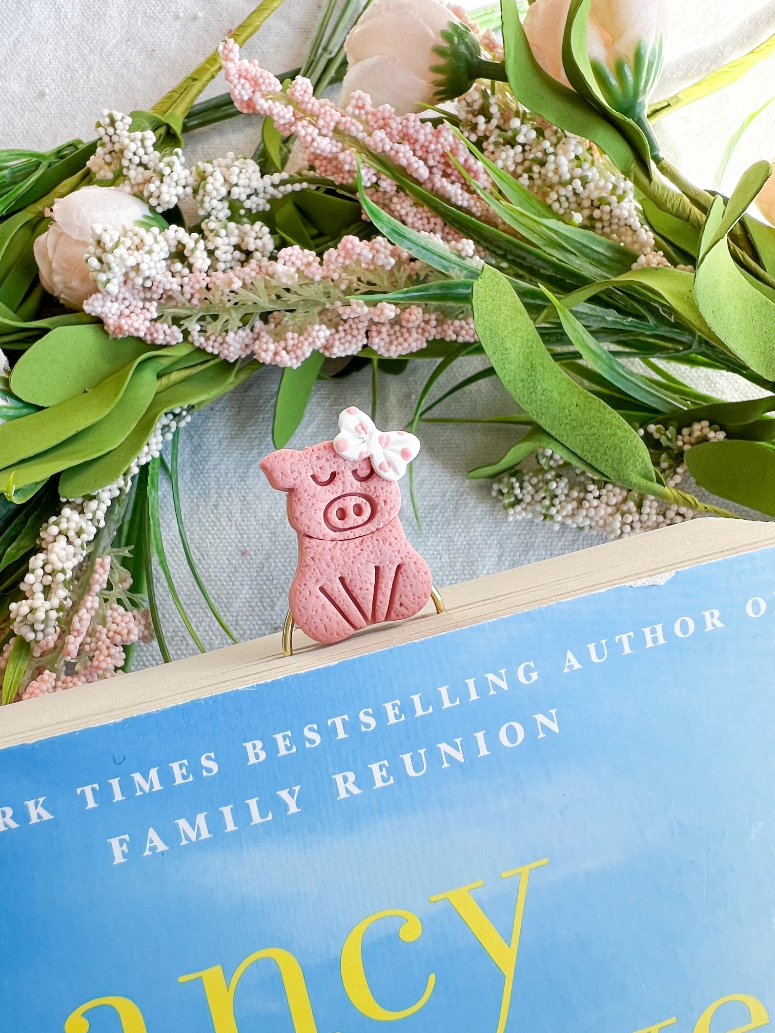 Polymer Clay Paper Clip Bookmark: Pig, Cow, Gnome, Anemone Flower - Etsy