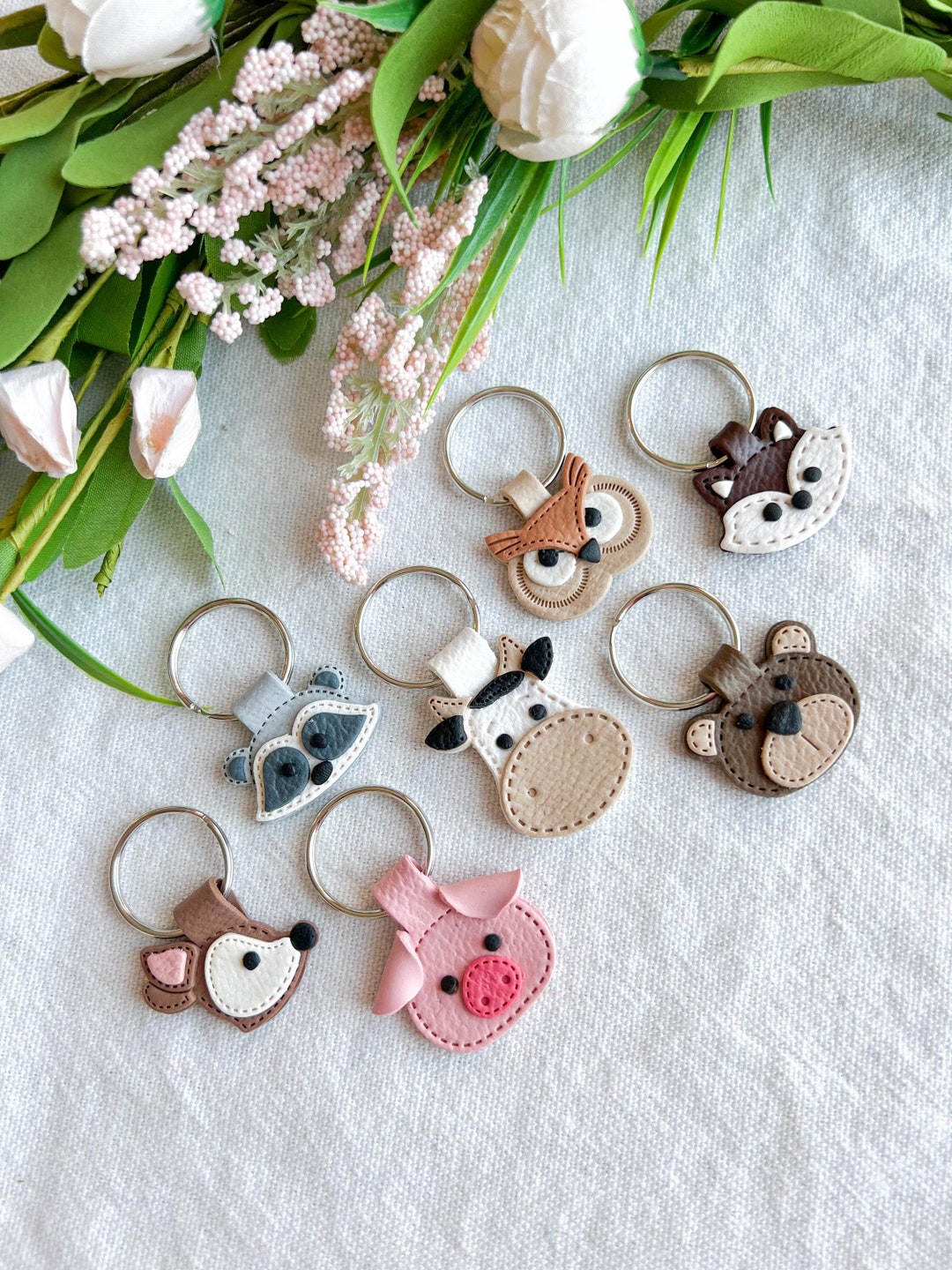 Leather Textured Animal Shaped Polymer Clay Keychains - Etsy