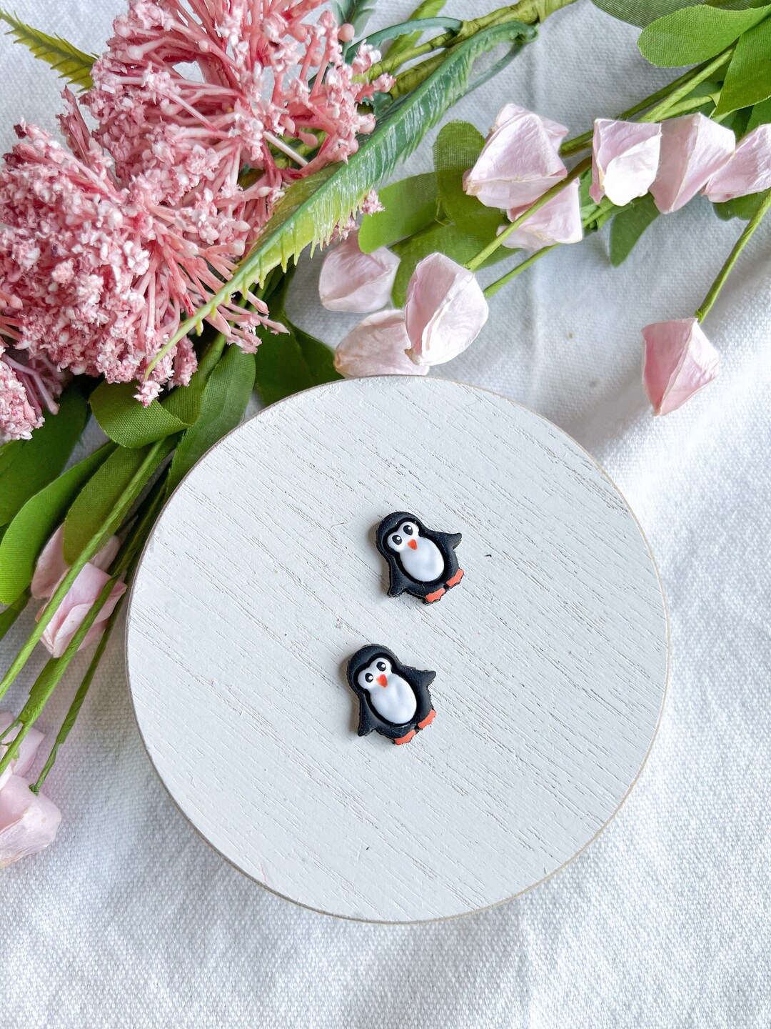 Penguin Polymer Clay Studs - Etsy