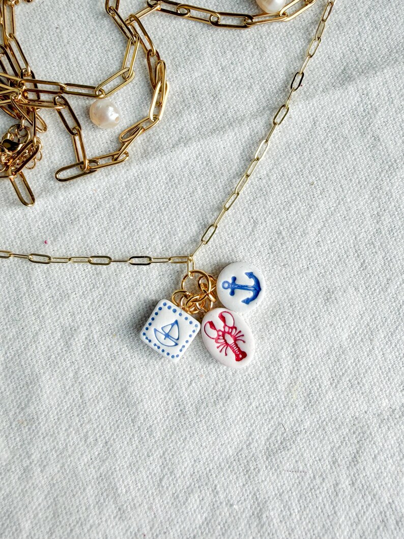 Blue and White Coastal Mini Polymer Clay Jewelry Charms - Etsy