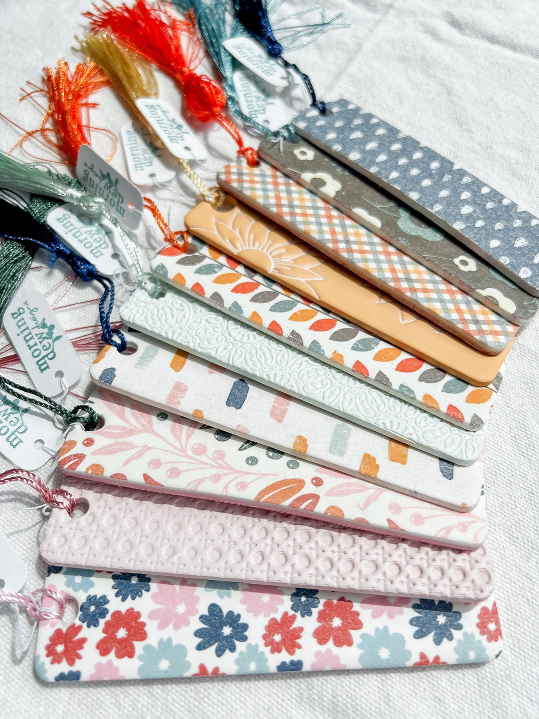 Colorful Polymer Clay Bookmarks | Embossed Bookmarks | Floral Bookmarks ...