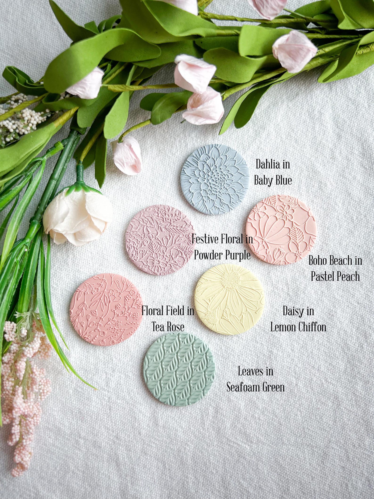 Floral Polymer Clay ID Badge: Textured Pastel Retractable Badge - Etsy