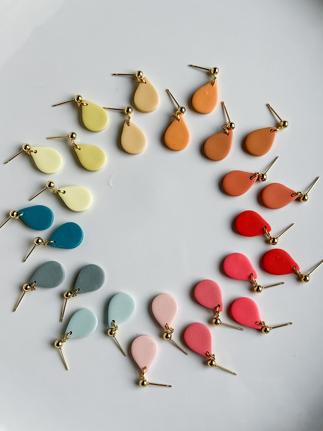 Vibrant Colored Mini Teardrop Polymer Clay Earrings - Etsy