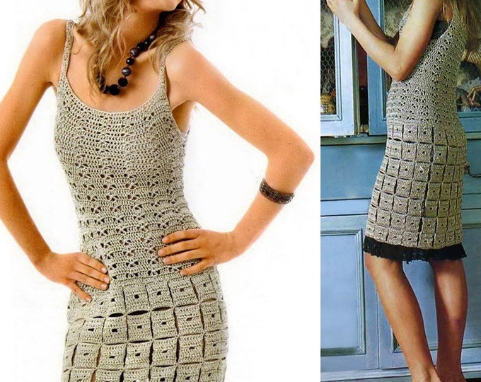 Crochet Dress PATTERN, Crochet Mini Dress Pattern, Description in ...