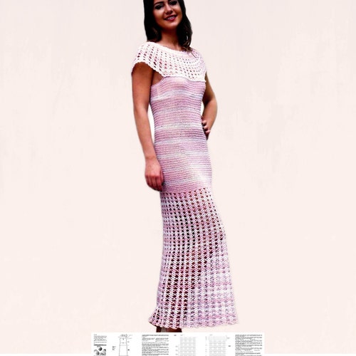 Maxi Dress PATTERN With Crocheted Round Yoke and Bottom PDF | Etsy