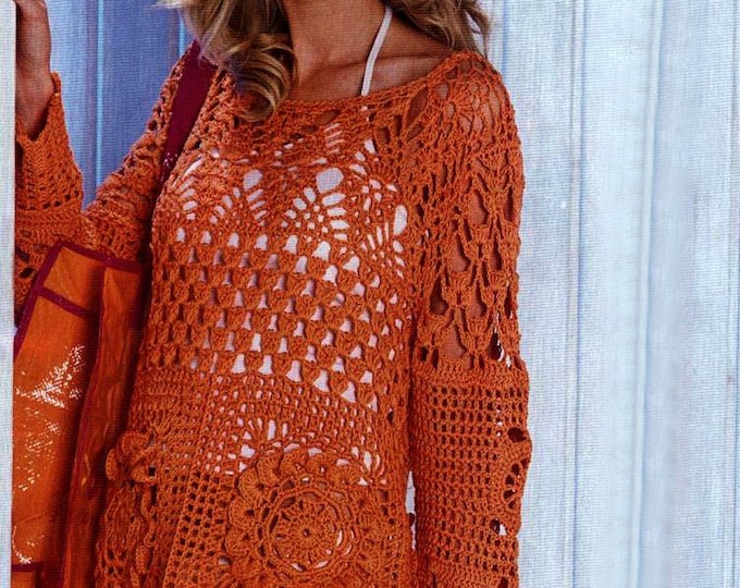 Crochet Tunic PATTERN Written in English With Chart, Long Sleeves ...