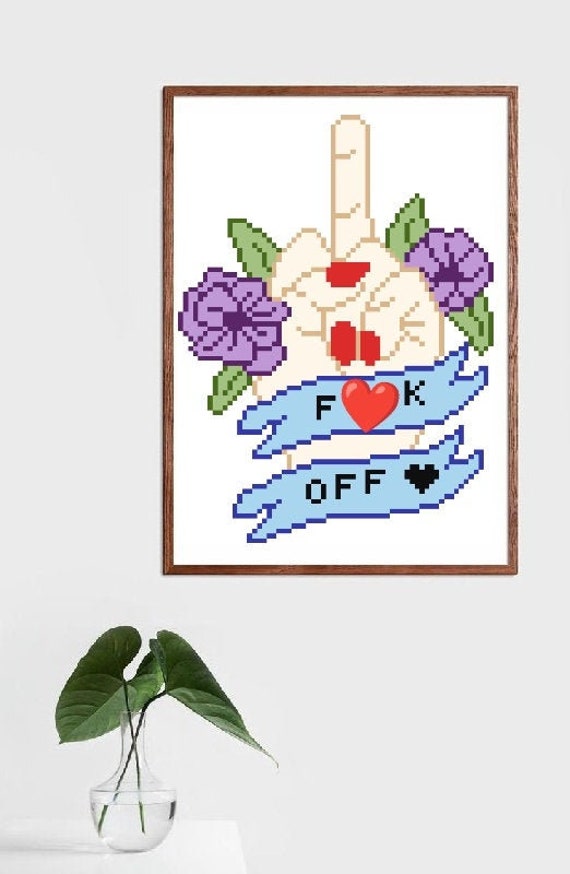 Middle Finger Cross Stitch Pattern Instant Download | Etsy