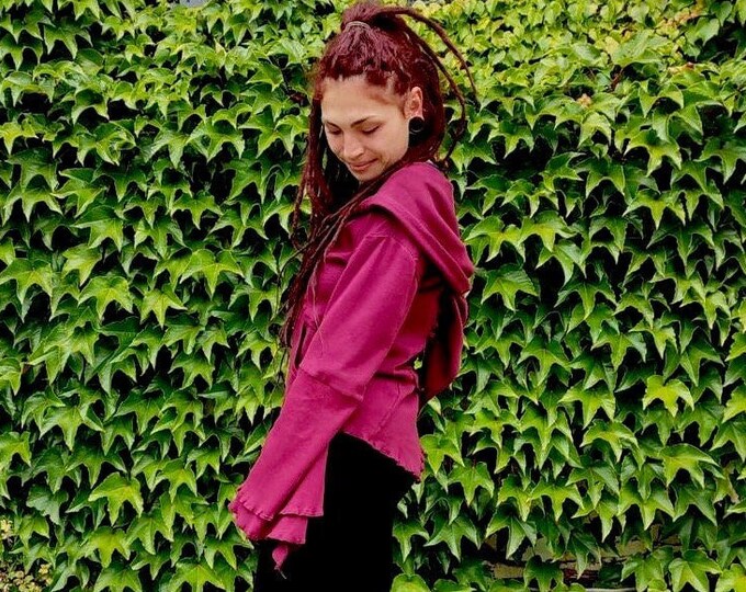 L/XL Red Pixie Jacket With a Long Pixie Hood, Perfect for Psychedelic ...