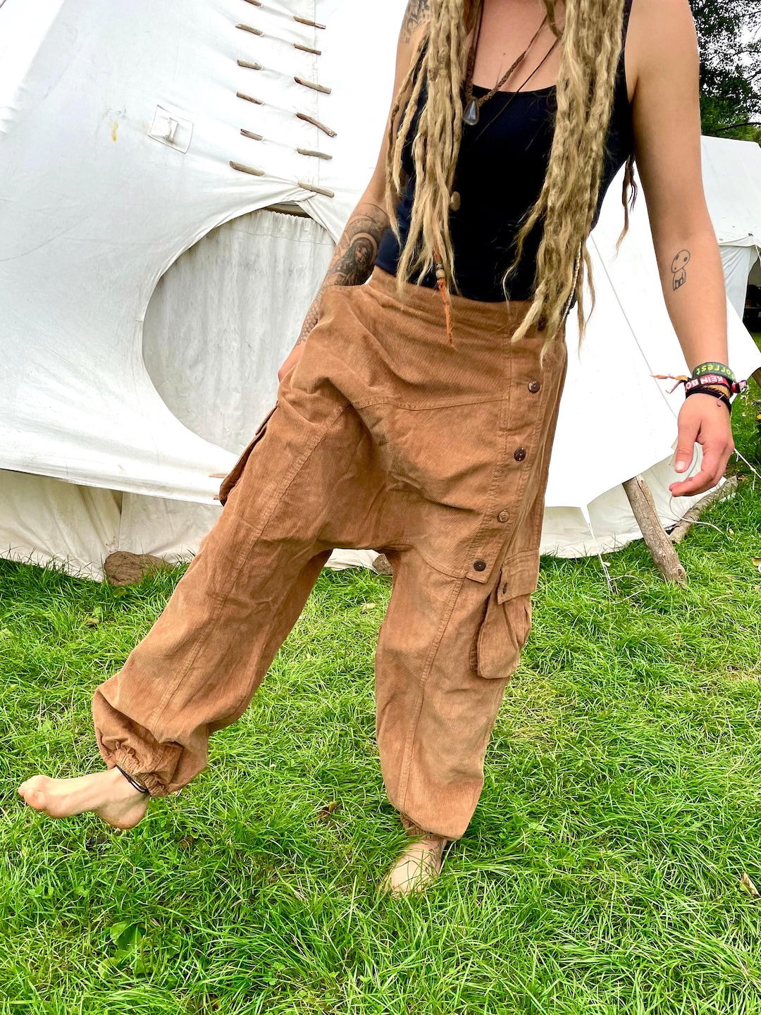 Caramel Brown Harem Pants, Bloomers, Aladdin Pants, Goa Pants for ...